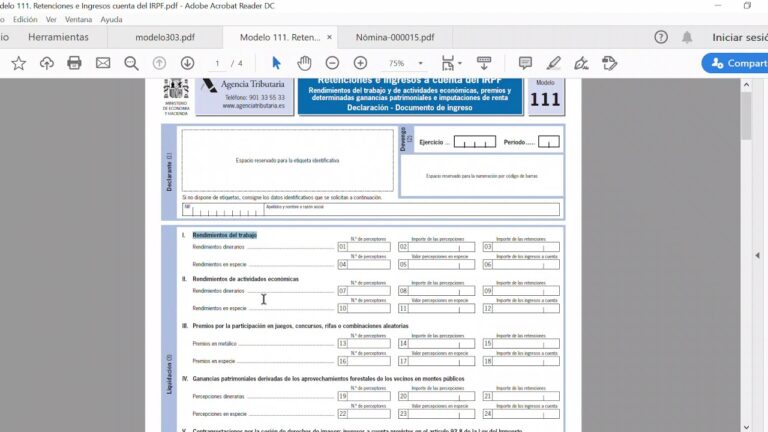 Cálculo del importe de las percepciones modelo 111